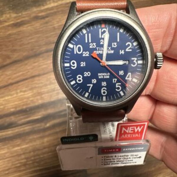 Timex TW4B14100 Men's "Expedition" Blue Fabric Watch Scout Indiglo Date | WatchCharts Marketplace