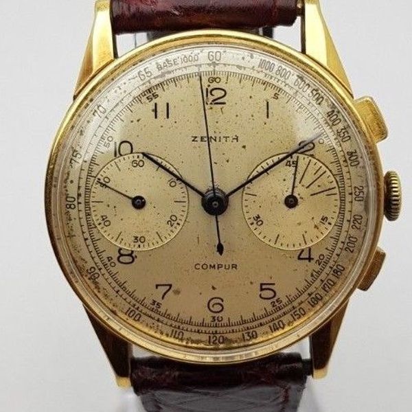 ZENITH COMPUR CHRONOGRAPH JUMBO 18K GOLD CAL.156 (by UNIVERSAL GENEVE ...