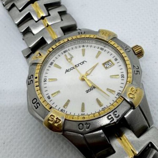 Vintage 1998 ACCUTRON Bulova Menâ s 40mm Quartz Watch Date 18K SS ...
