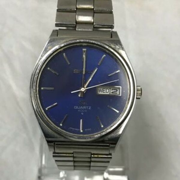 Vintage Seiko 4004 Quartz Watch 0903-8089 Original Band Japan Blue Dial ...