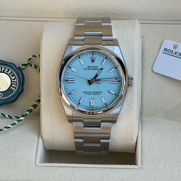 FS: BRAND NEW 2021 Rolex OP Tiffany Blue Dial Stickers Oyster Perpetual ...