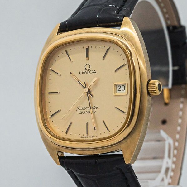 **NEAR MINT** Vintage OMEGA Seamaster Cal.1342 Quartz Gold Dial Men's ...