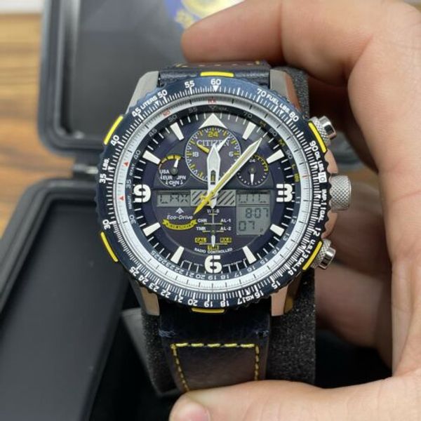 Citizen Men's Promaster Blue Angels Skyhawk A-T Leather Strap Watch ...