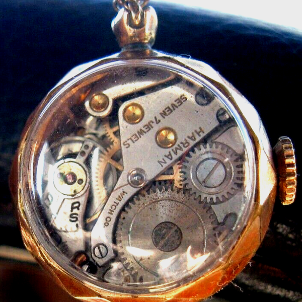 VTG LADIES SWISS MANUAL WIND 17 JEWEL BALL PENDANT WATCH GOLD CHAIN SEE ...