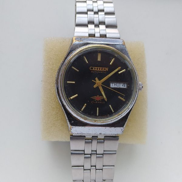 Citizen black Face Day&Date Automatic 21 Jewels Japan Wrist Watch 8200 ...