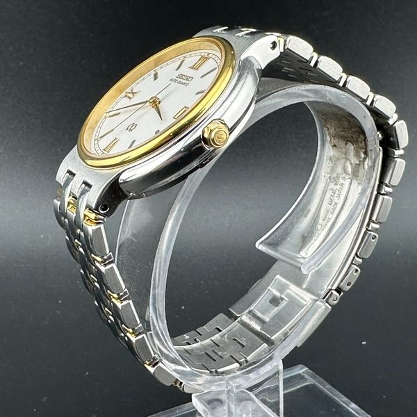 Seiko Auto Quartz Kinetic Men's Two Tone Date Quartz Watch 35mm 7M12 ...