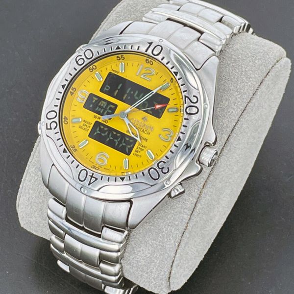 Citizen Navitach Promaster World Time Chronograph Men's Watch Yellow ...
