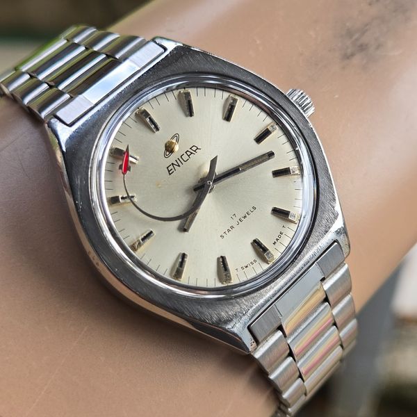 Vintage ENICAR men's manual wind watch Rocket second hand swiss 1970s ...