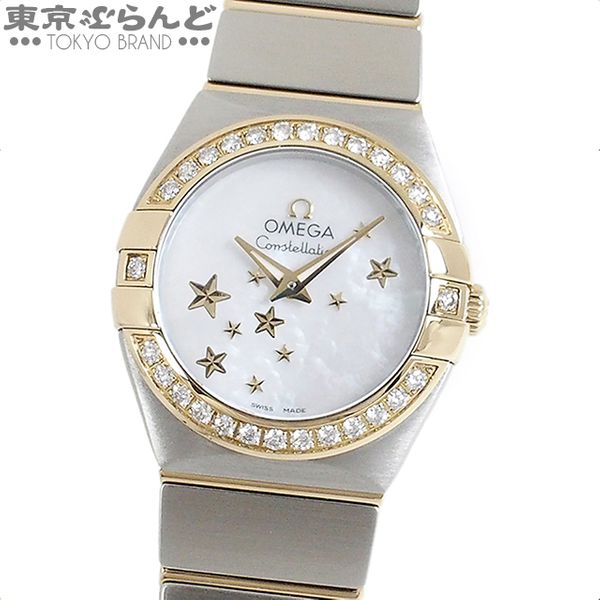 Omega Constellation Blush Shell Diamond Bezel Watch Ladies QZ SS K18YG Combi Star 123.25.24.60 ...