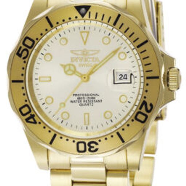 Invicta 40MM Men's Pro Diver Quartz 3 Hand Champagne Dial Stainless ...