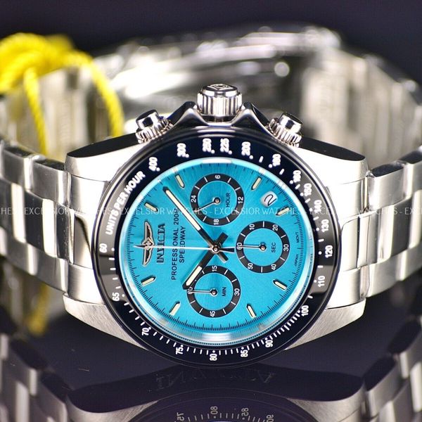 RARE NEW Invicta Mens 40mm Speedway Light Blue Dial Chronograph Tachy ...