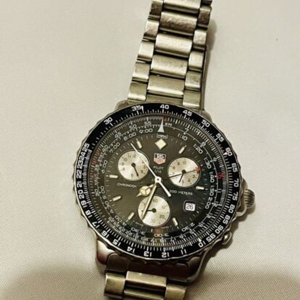 TAG HEUER pilot 530.306K Chronograph Date black Dial Quartz Men's Watch ...