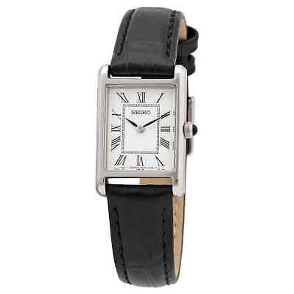 with tags Seiko Quartz White Dial Black Leather Ladies Watch SWR053 ...