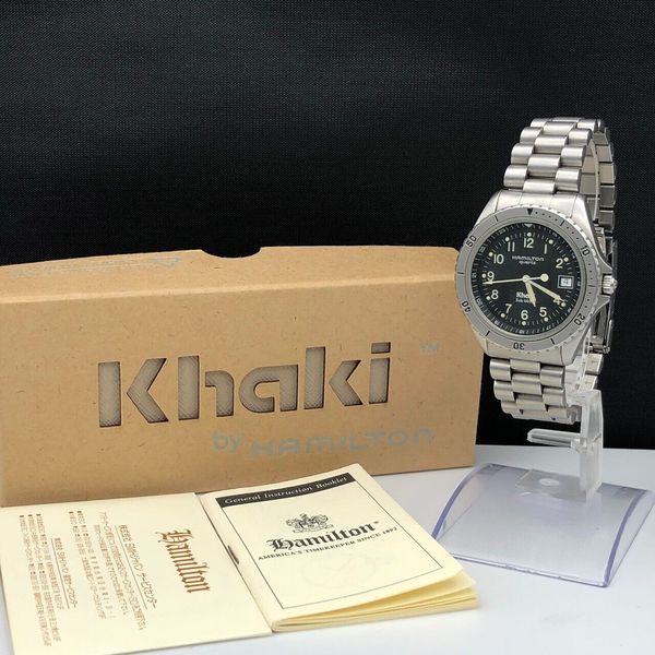 Hamilton Khaki 9745B 38mm Men's Quartz Black Dial Sub Diver 660ft Watch ...