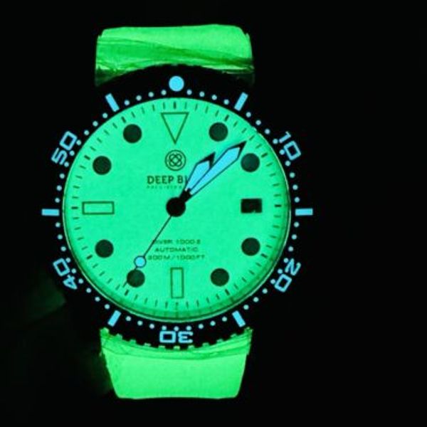 DEEP BLUE DIVER 1000 AUTO DIVE WATCH-WHITE FULL LUME 40mm DIAL-NEWâ ¼ï ...