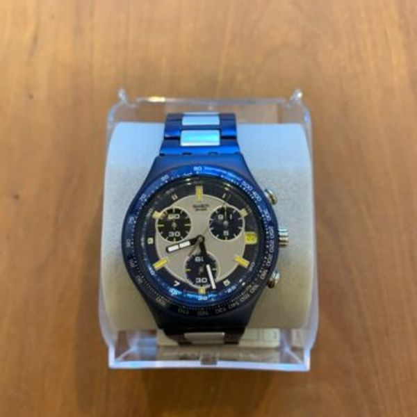 DARK CHRONO Blue Swatch Irony Watch 2004. Brand New With Papers ...