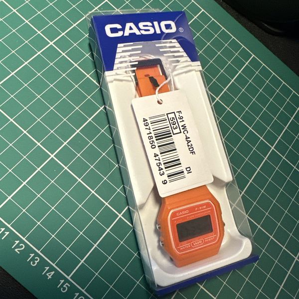Casio Watch Classic Sports Digital Orange F-91WC-4A2DF | WatchCharts ...