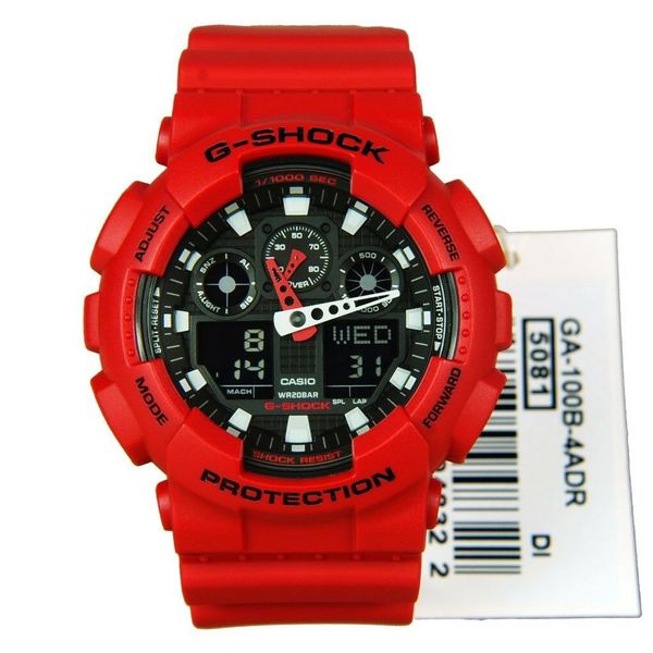 Casio G-Shock Mens Watch GA-100B-4ADR GA100B-4A Digital-Analogue Red ...