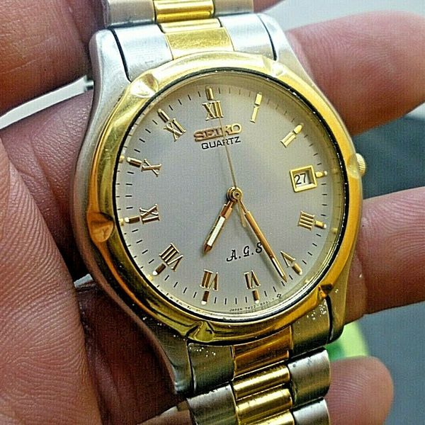 Mens 38mm SEIKO AGS (Kinetic) 5j Automatic Quartz 7M22-8A29 SS 8 1/2 ...