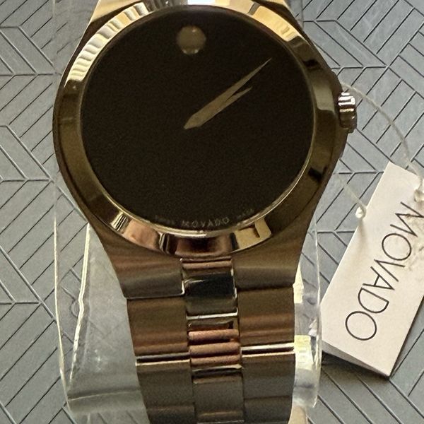 Swiss Movado Collection, Black Dial, Round Stainless Steel Menâ s Model ...