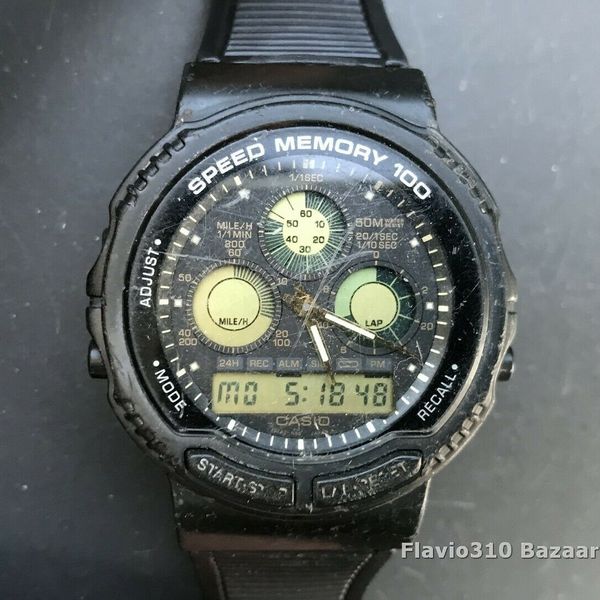 Vintage CASIO AW-20 (384) Japan M Speed Memory 100 Black 40mm watch New ...
