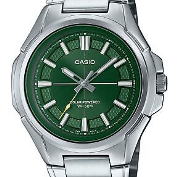 Casio Solar Powered Stainless Steel Green Dial MTP-RS100D-3AV Analog ...