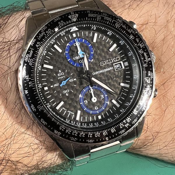 [WTS] Seiko Flightmaster JDM ANA carbon dial - $185 | WatchCharts Marketplace