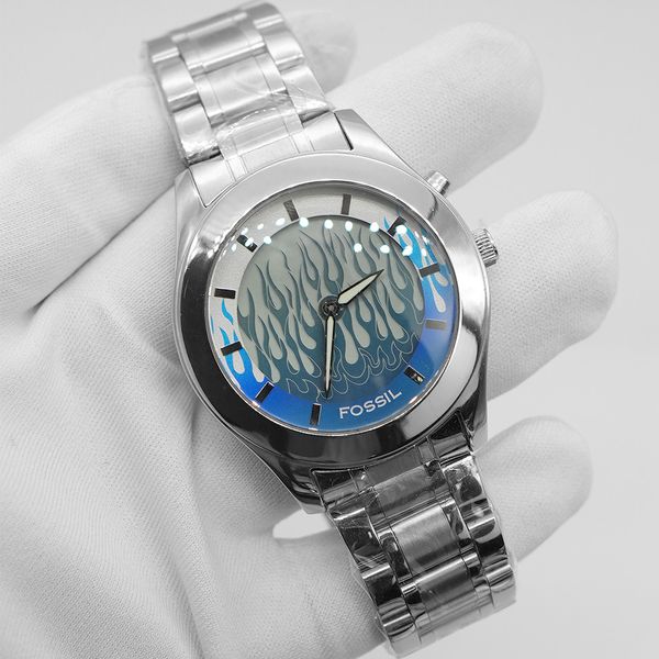 Super Rare Fossil Big Tic JR-8201 Men's Wrist Watch Blue flame Dial | WatchCharts Marketplace