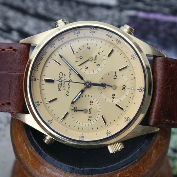 Very Nice Vintage Seiko Quartz Chronograph Watch Gold Tone 7A28-7029 Runs Great | WatchCharts ...