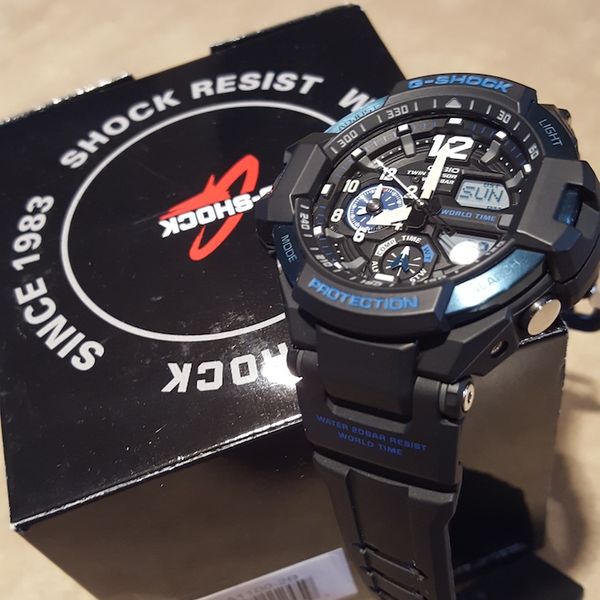 NEW Casio GA1100-2B GravityMaster Aviation Ana-Digi Twin Sensor G Shock ...