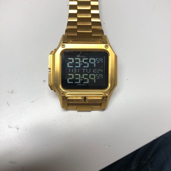 Nixon Regulus SS All Gold A1268-502-00 LED Rugged Army Digital Watch ...