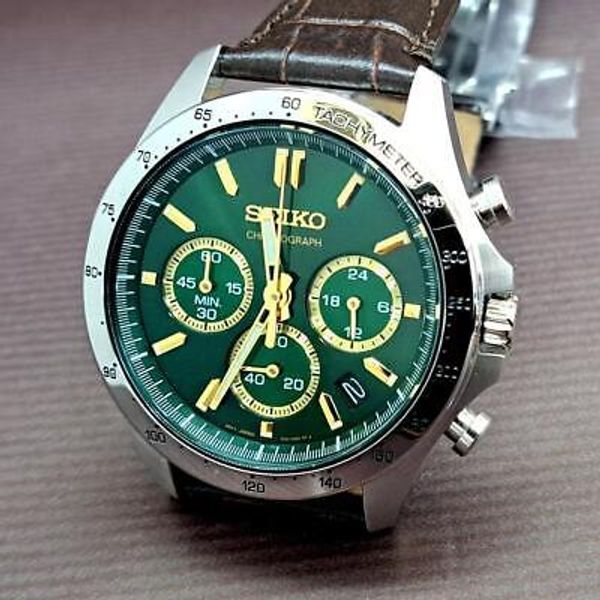 SEIKO SPIRIT SBTR017 Green Dial Chronograph Stainless Steel Quartz Men's Watch | WatchCharts ...