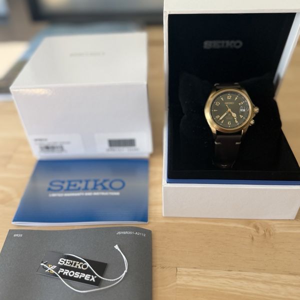 Seiko Alpinist Green Dial Gold Case Leather Strap Automatic Watch ...