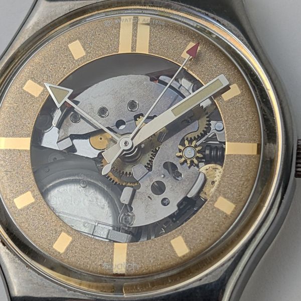 Vtg Running 1988 Swatch Watch Golden Sphere GX102 No Strap New Battery ...