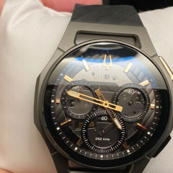 New Bulova 98A162 Curv Chronograph Titanium 44mm Case Rubber Men's ...