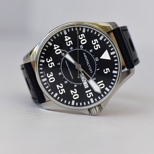 Excellent HAMILTON KHAKI PILOT 46mm Swiss Automatic Watch Ref. H 647150 ...