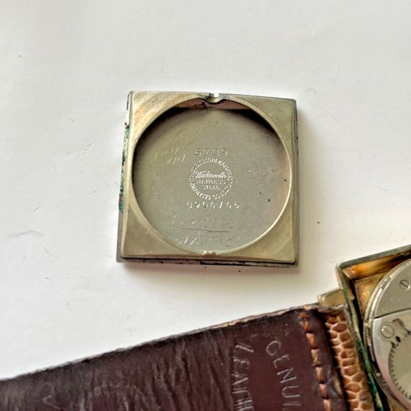 Vintage 1950s Elgin Square Watch 17 Jewels Manual Wind Gold Tone Tank ...