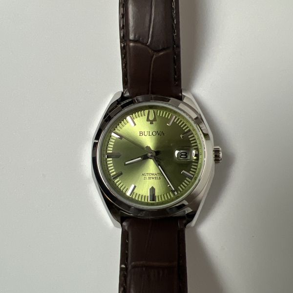 Bulova Automatic Sapphire Crystal Surveyor Green Dial 96B427 Men's ...