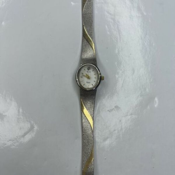 E Elgin Diamond Two Tone Ladies EK509 007 5Y30 Vtg Retro MCM Stainless ...