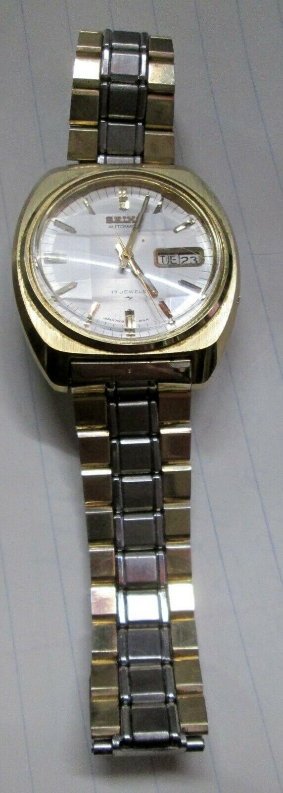 Seiko Automatic Gold Tone 17 Jewels Mans Wristwatch w-Fauceted Face ...