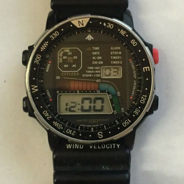 Vintage Citizen Digital Wind Velocity Watch D060-085491 KA 42-8035 ...