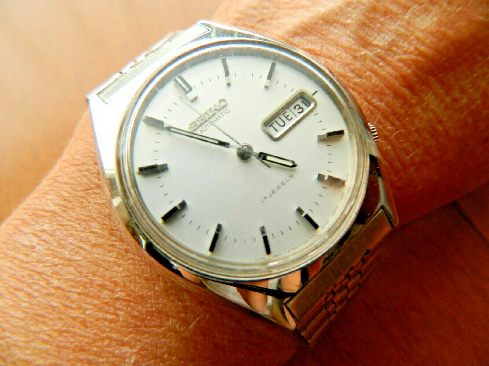 SEIKO 6309-8679 AUTOMATIC 17 JEWEL SELF WIND STAINLESS STEEL DAY DATE ...
