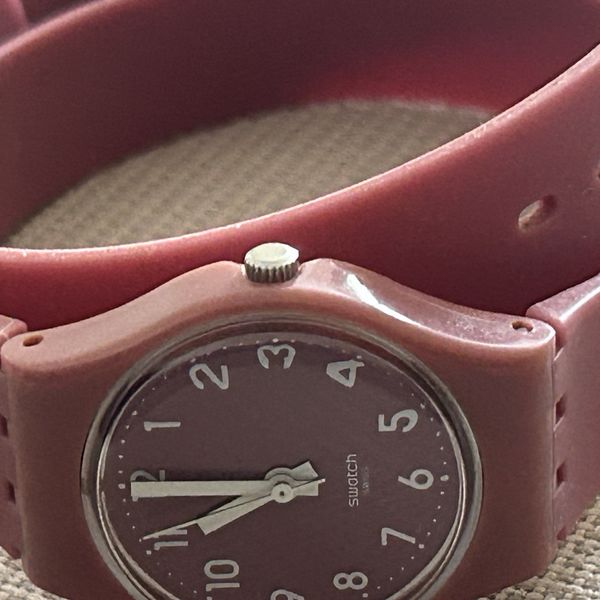 Swatch Swiss Ladies Pink Rare Watch,long Strap,Very Good Condition ...