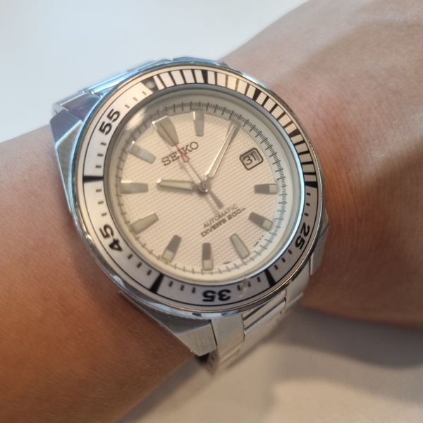 Sold : Seiko white Samurai 2nd gen SNM009 $300 | WatchCharts Marketplace