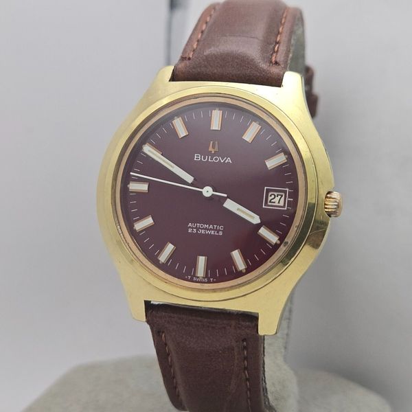 Vintage BULOVA men's automatic watch 11ANACD 23Jewels red dial swiss ...