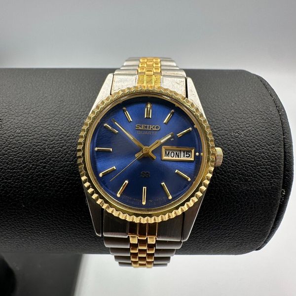 Seiko Watch Women Silver Gold Two Tone Blue Dial Date Window New ...