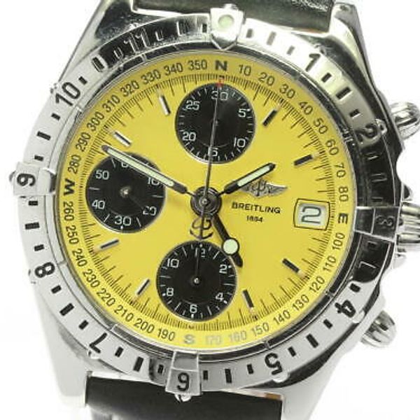 BREITLING Chronomat Longitude A20048 yellow Dial Automatic Men's Watch ...