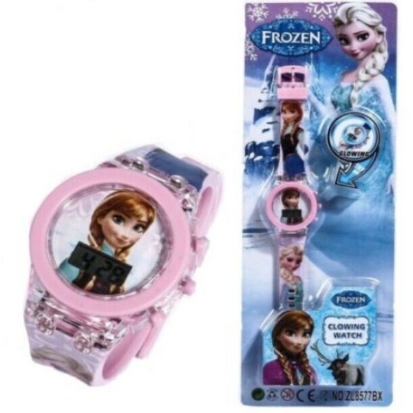 Children's Watch Frozen Anna Elsa Cartoon Flashing Light Up Digital ...