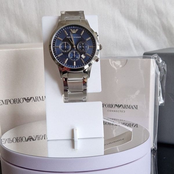 Luxury Emporio Armani AR2448 Mens Watch with Chronograph and BLUE DIAL ...