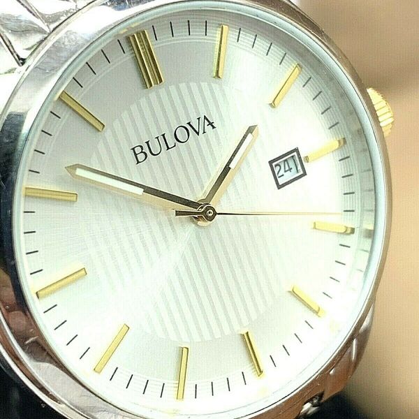 Bulova 98B241 Men's Silver Tone Dial Date Stainless Steel Quartz ...